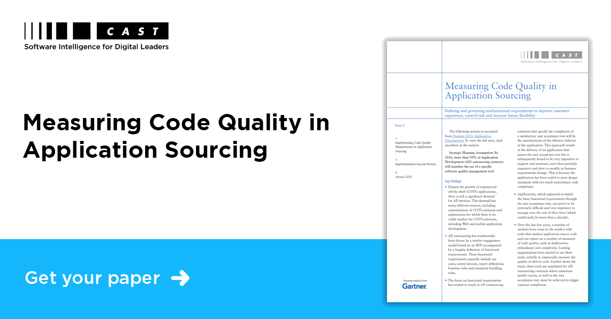 Measuring Code Quality in Application Sourcin | Gartner Research Measuring Code Quality in Application Sourcin | Gartner Research