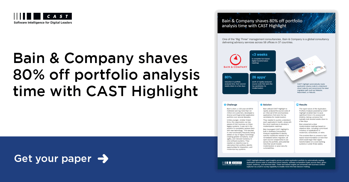 Bain & Company shaves 80% off portfolio analysis time with CAST ...