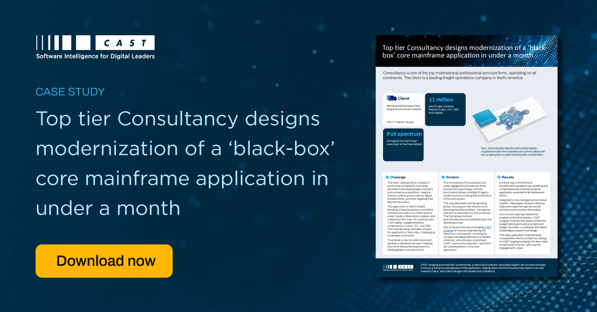 Top tier Consultancy designs modernization of a ‘black-box’ core mainframe application in under ...