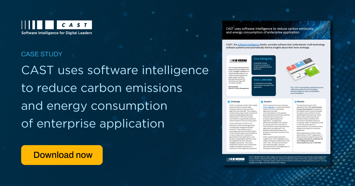 CAST uses software intelligence to reduce carbon emissions and energy ...