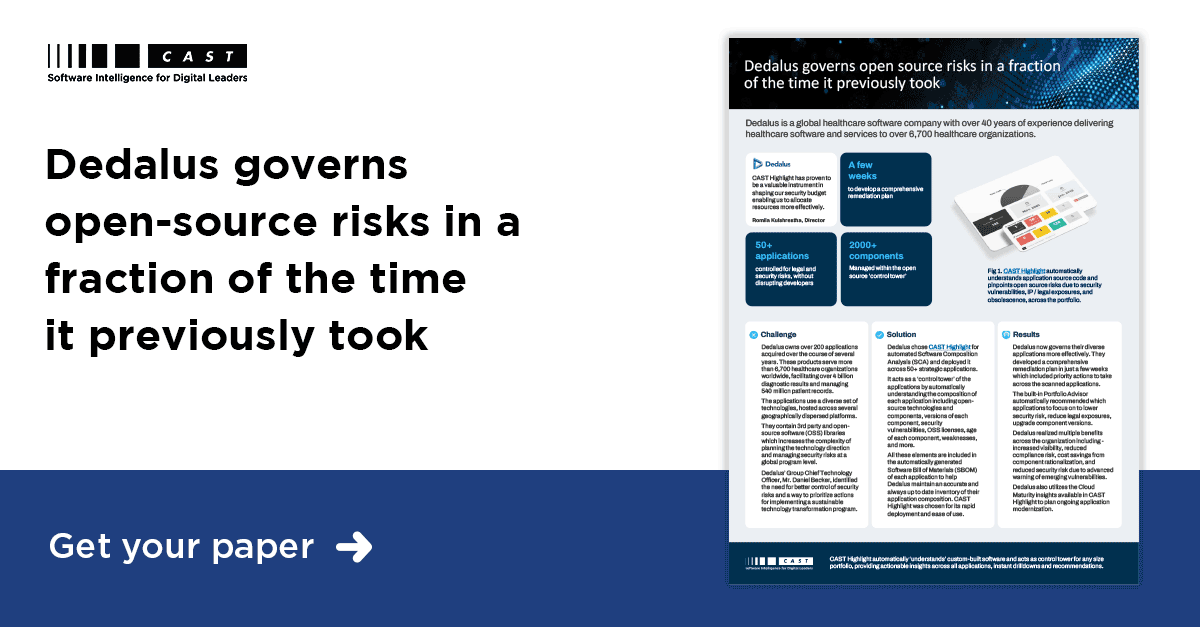 Dedalus governs open-source risks in a fraction of the time it ...