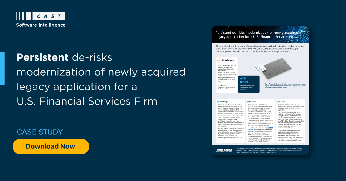 Persistent de-risks modernization of newly acquired legacy application ...